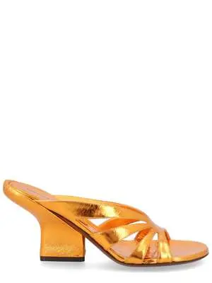 Dries Van Noten Metallic Leather Heeled Sandals - Orange