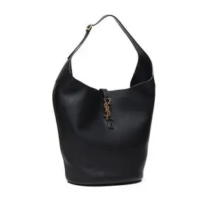 Saint Laurent Leather Tote Bag With Logo Plaque