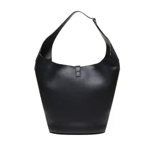 Saint Laurent Leather Tote Bag With Logo Plaque