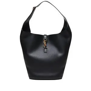 Saint Laurent Leather Tote Bag With Logo Plaque