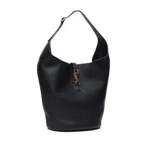 Saint Laurent Leather Tote Bag With Logo Plaque
