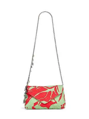 Dries Van Noten Jacquard Clutch Bag With Beaded Chain Strap - Multicolor