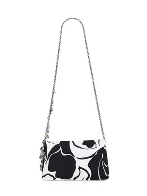 Dries Van Noten Black Jacquard Clutch With Beaded Chain Strap