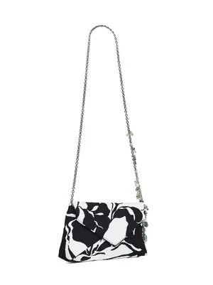 Dries Van Noten Black Jacquard Clutch With Beaded Chain Strap - Multicolor
