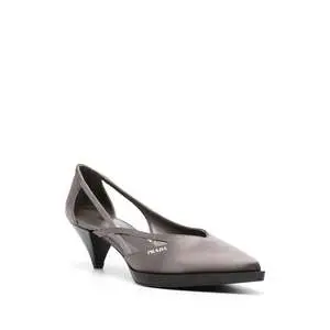 Prada Grey Satin Cut-out Pumps