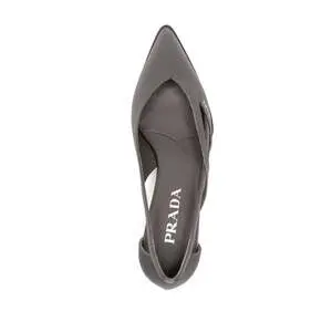 Prada Grey Satin Cut-out Pumps