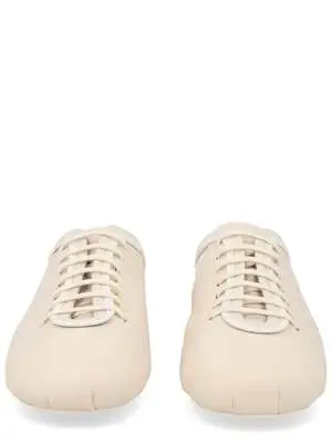 Dries Van Noten Leather Lace-up Ballerina Sneakers - White