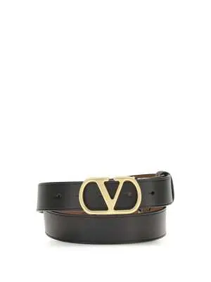 Valentino Garavani Reversible Leather Belt With Vlogo Signature - Black