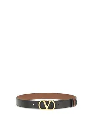 Valentino Garavani Reversible Leather Belt With Vlogo Signature - Black
