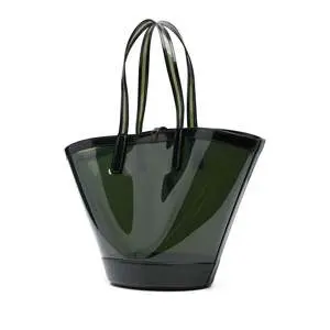 Saint Laurent Translucent Tote Bag With Leather Trim - Green
