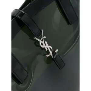 Saint Laurent Translucent Tote Bag With Leather Trim - Green