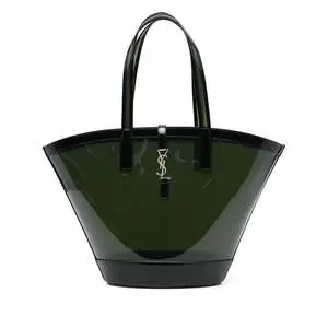 Saint Laurent SAINT LAURENT Translucent Tote Bag With Leather Trim Green