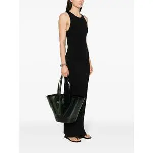 Saint Laurent Translucent Tote Bag With Leather Trim - Green
