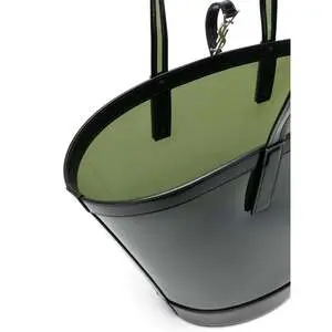 Saint Laurent Translucent Tote Bag With Leather Trim - Green