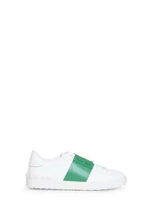 Valentino Garavani Valentino Garavani White And Green Calfskin Leather Open Sneakers Multicolor