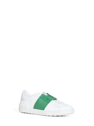 Valentino Garavani White And Green Calfskin Leather Open Sneakers - Multicolor