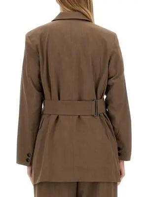GANNI Asymmetrical Blazer With Tie Detail