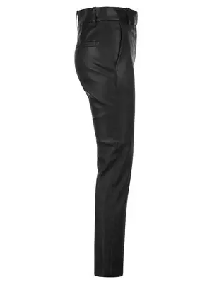 Brunello Cucinelli Stretch Nappa Leather Cigarette Trousers - Black
