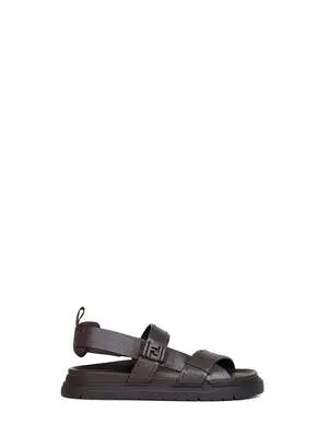 Fendi Cuoio Romano Leather Chunky Sandals With Ff Logo Buckle