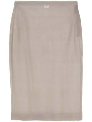 Saint Laurent Transparent Silk Knit Pencil Skirt