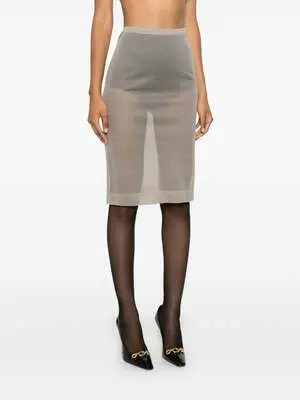 Saint Laurent Transparent Silk Knit Pencil Skirt