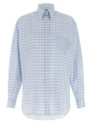Moschino MOSCHINO Heart Vichy Cotton Poplin Shirt Blue