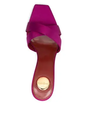 Saint Laurent Opyum Satin Sandals With Logo Heel - Multicolor