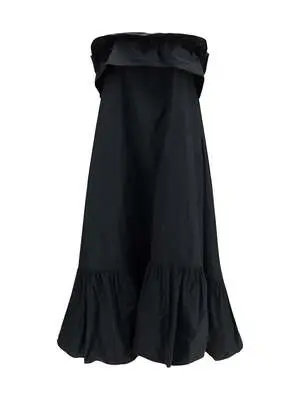 Saint Laurent Sleeveless Country Dress In Technical Canvas - Black