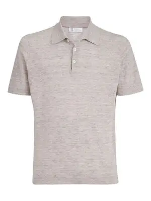 Brunello Cucinelli Linen And Cotton Knit Polo - Multicolor