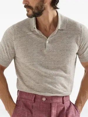 Brunello Cucinelli Linen And Cotton Knit Polo - Multicolor