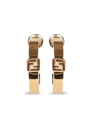 Fendi Gold-tone Ff Logo Hoop Earrings - Multicolor