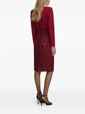 SELF-PORTRAIT Lace Midi Skirt - Red