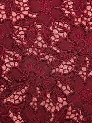 SELF-PORTRAIT Lace Midi Skirt - Red