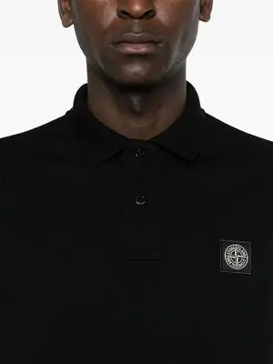 Stone Island Slim Fit Cotton Piqué Polo Shirt - Black