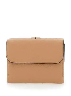 Chloé Small Tri-fold Wallet With Charm On The Front And Magnetic Closure In Beige Leather For - Multicolor