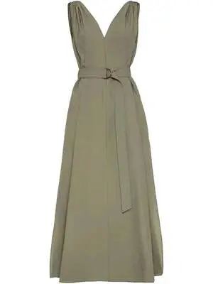 Brunello Cucinelli Belted Dress With Monili Embellished Shoulders