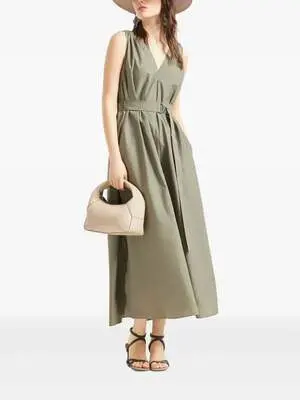 Brunello Cucinelli Belted Dress With Monili Embellished Shoulders
