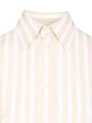 Saint Laurent Cassandre Striped Cotton Shirt - Cream