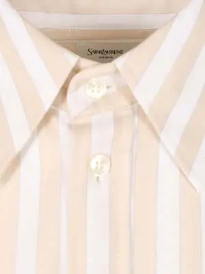 Saint Laurent Cassandre Striped Cotton Shirt - Cream