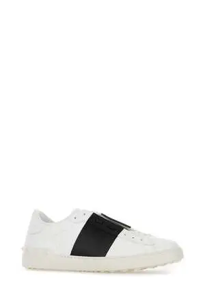 Valentino Garavani White Leather Sneakers With Black Band - Multicolor