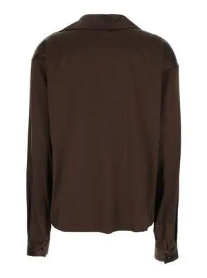 TOM FORD Silk Blouse With Wide Pointed Collar - Brown