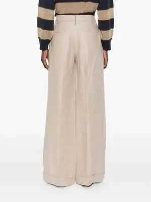 Brunello Cucinelli Linen Wide-leg Pants - Multicolor