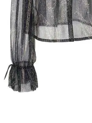Saint Laurent Paisley Motif Lurex Off-the-shoulder Blouse