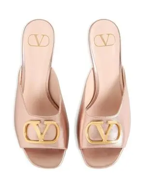 Valentino Garavani V Logo Heeled Slides - Multicolor