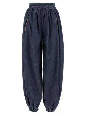 Valentino Garavani Balloon Fit Chambray Denim Pants - Blue