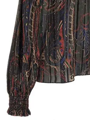 Saint Laurent Smock Stitch Paisley Print Off-the-shoulder Blouse - Multicolor