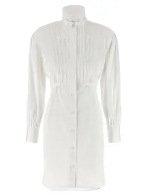 Alexander McQueen Tuxedo Poplin Dress With Pleated Plastron