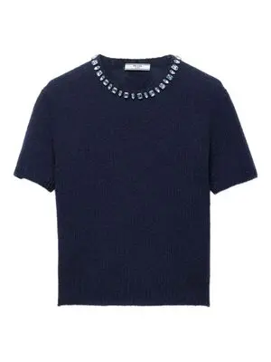 Prada Cashmere Jewel Embellished Crewneck Sweater - Multicolor
