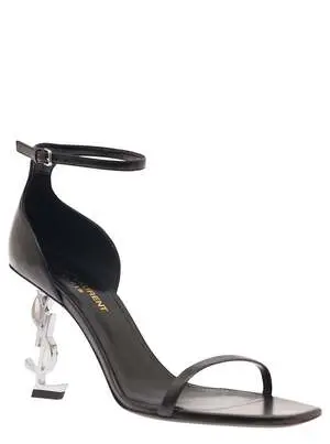 Saint Laurent Opyum Sandals With Monogram Heel In Smooth Leather - Multicolor