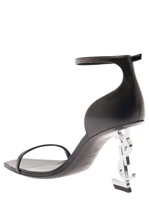 Saint Laurent Opyum Sandals With Monogram Heel In Smooth Leather - Multicolor